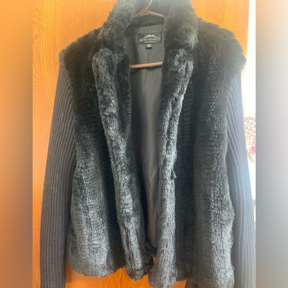 Montanaco | Jackets & Coats | Beautiful Black Short Waist Jacket Fur ...